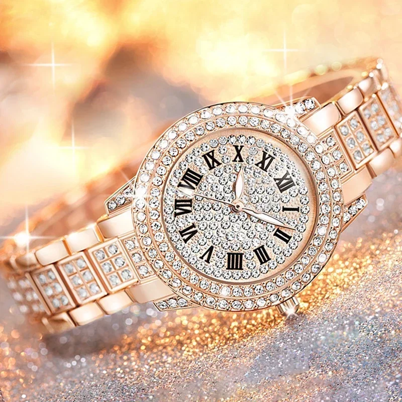 Luxury Women Shiny Bracelet Watches Fine Zircon Mechanical Lady ...