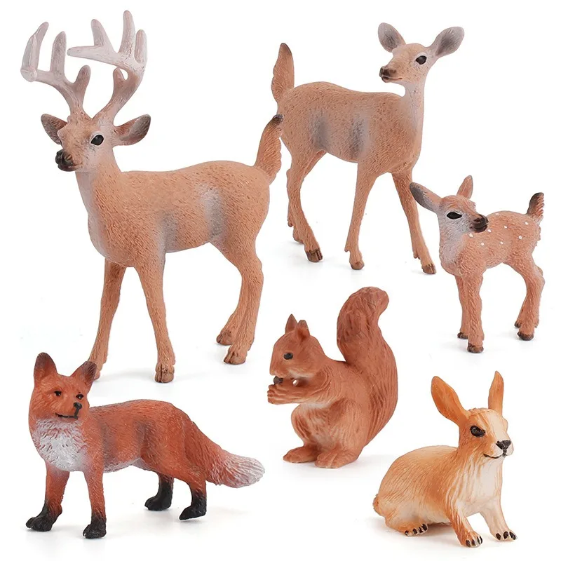 Simulated Mini Animal Models Cute Zoo Action Figure Deer Red Fox ...