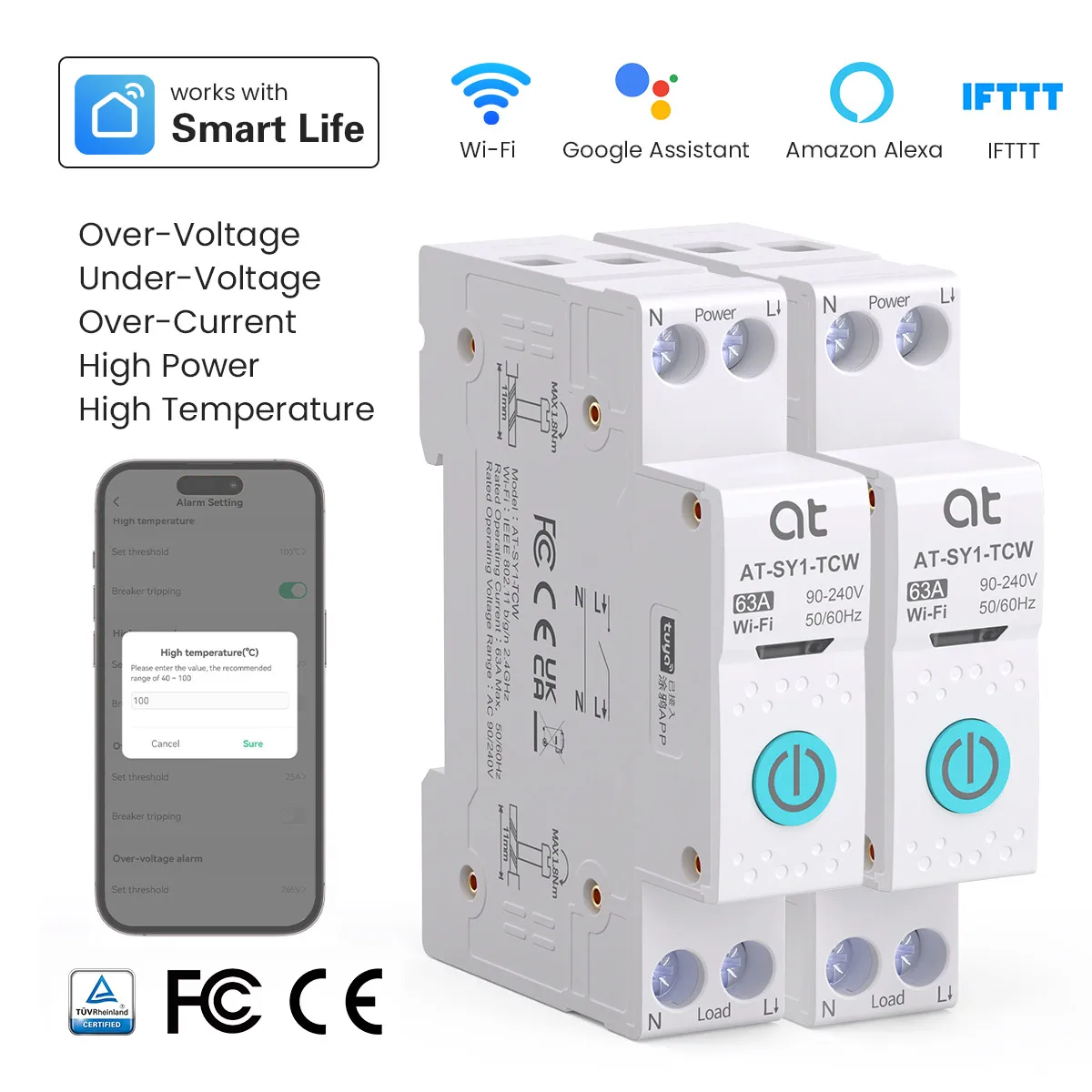 Tuya WiFi Smart Circuit Breaker DIN Rail for Smart Home Wireless Remote ...