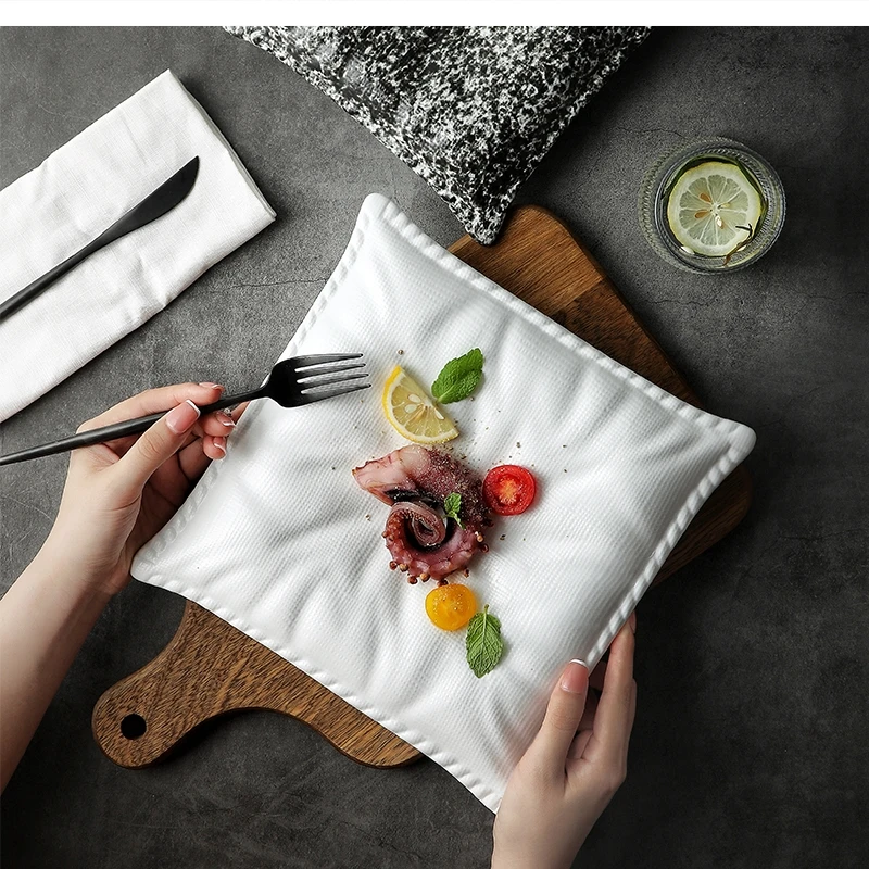 Ceramic-cold-dish-dim-sum-plate-pillow-shape-sushi-commercial-tableware ...