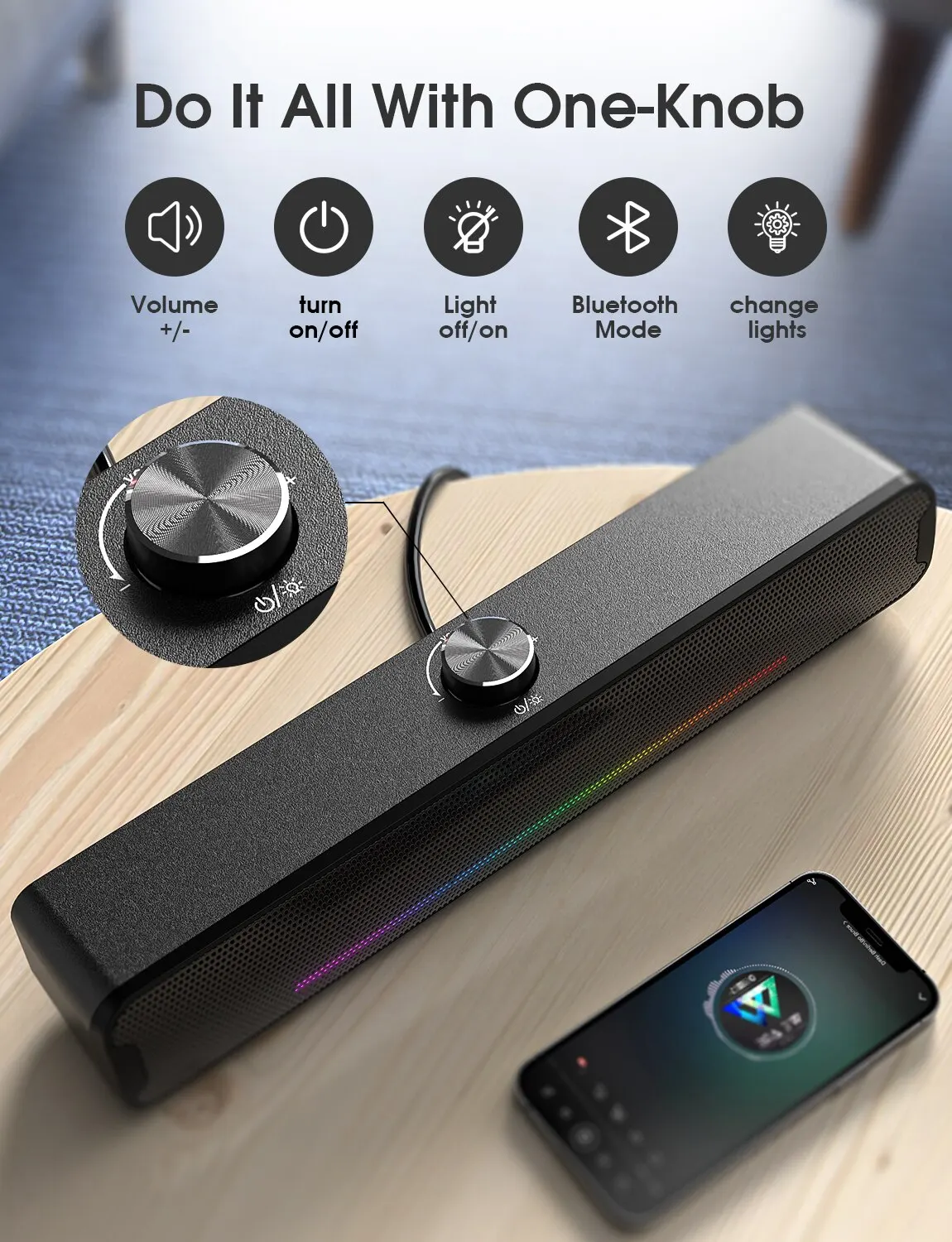 ONIKUMA-L16-Usb-Powered-Long-Soundbar-Speaker-Led-Ambient-Light-Rgb-Speaker-Bar-Stereo-Surround ...