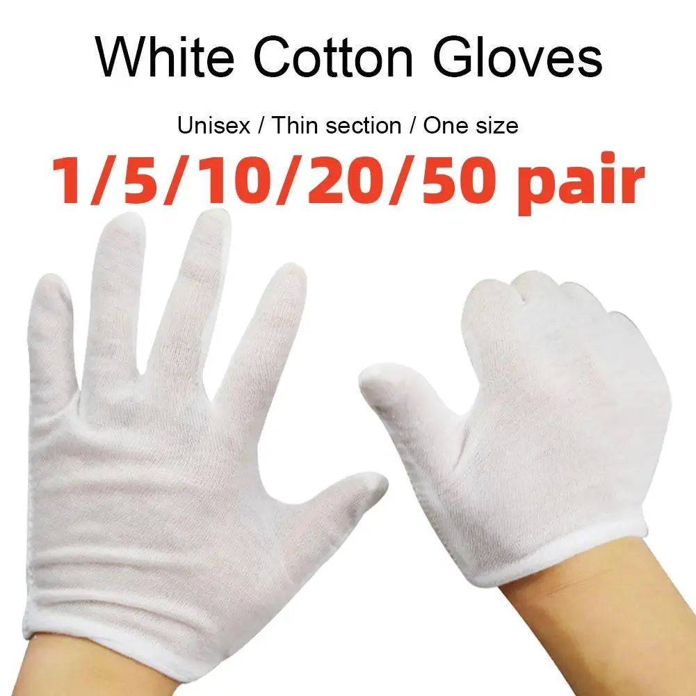 1-5-10-20-50-Pair-White-Cotton-Gloves-Soft-Film-Work-Gloves-SPA-Coin ...