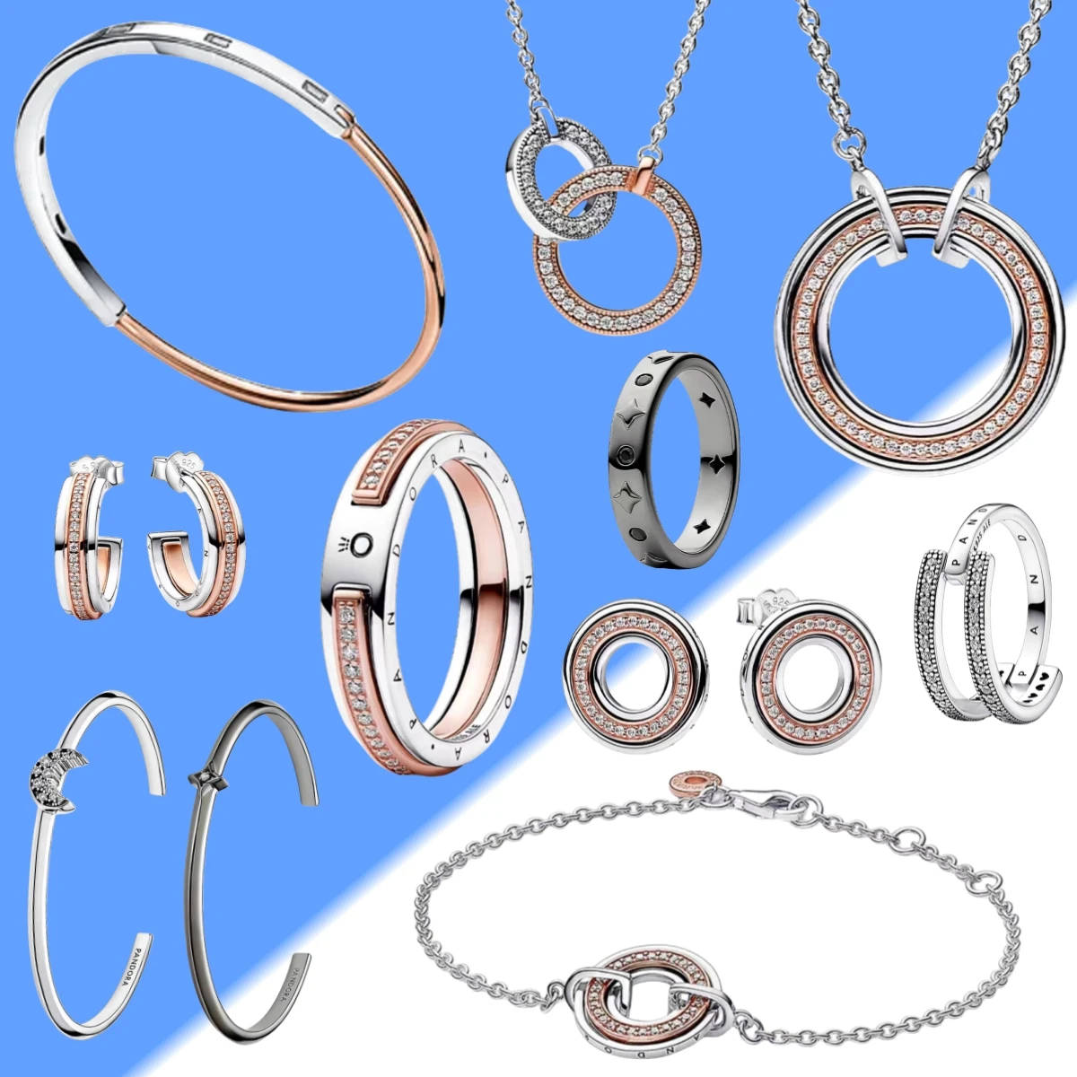 Pandora-pulsera-de-plata-de-ley-925-con-logotipo-de-dos-tonos-joyer-a ...
