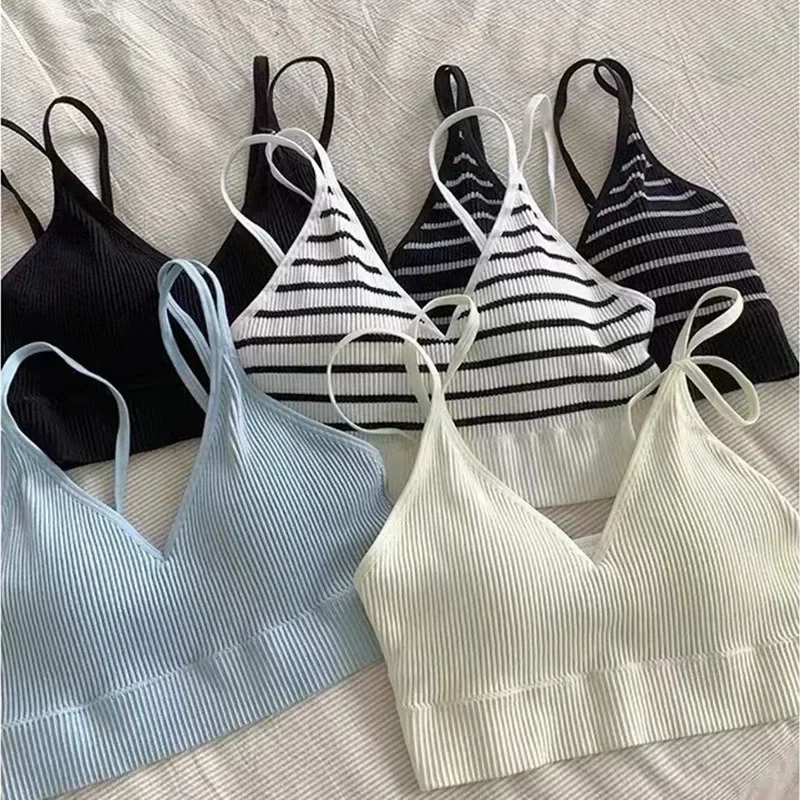 Women-Seamless-Wireless-Bra-with-Soft-Padding-Double-Strappy-V-Neck ...