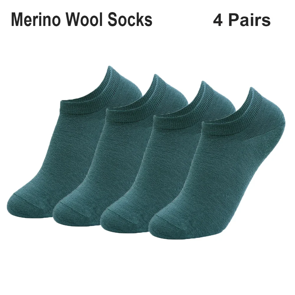 4 Pairs Unisex Merino Wool No Show Athletic Socks Merino Wool Light ...
