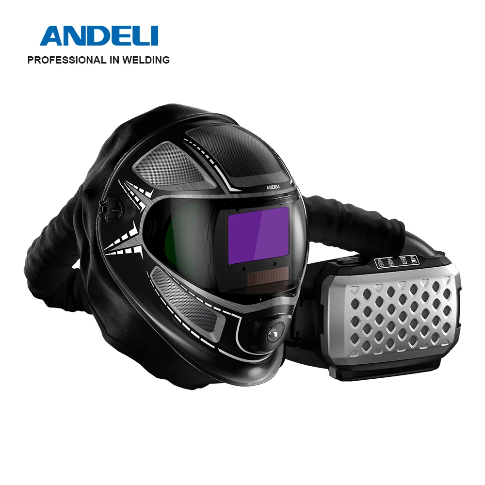 ANDELI Powered Air Purifying Respirator Auto Darkening Welding Helmet PAPR System with True ...