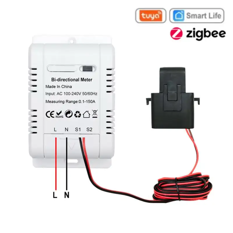 Tuya-Smart-Bi-Directional-WiFi-Zigbee-Energy-Meter-150A-Clamp-Current ...