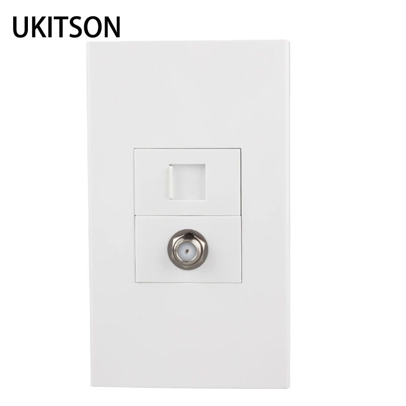 Digital-TV-DTV-Wall-Socket-With-Female-CAT5E-RJ45-LAN-Plug-Coaxial ...