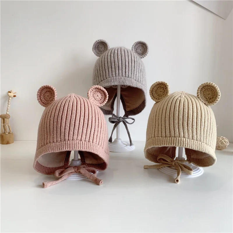 2024 Cute Baby Knitted Hat With Ear Baby Beanie Cap for Boys Girls ...