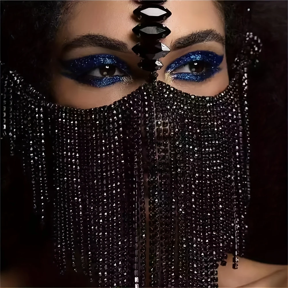 Exquisite-Shiny-Black-Tassel-Crystal-Mask-Jewelry-Women-s-Fashion ...