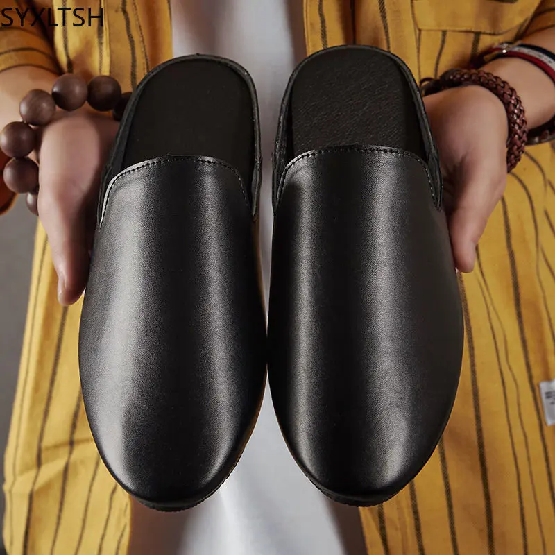 Leather-Slippers-for-Men-Half-Shoes-for-Men-Slippers-Men-Luxury ...