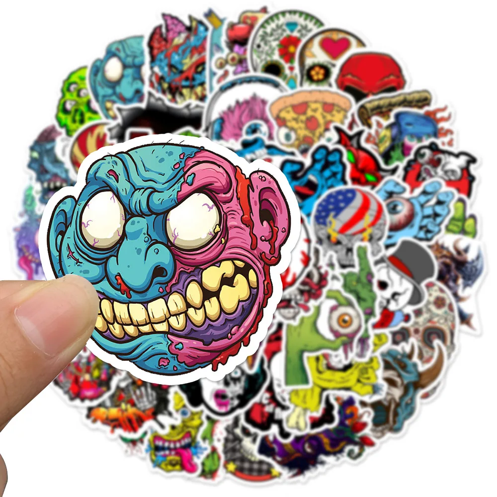 10/30/50Pcs Cool Pop Horror Skull Stickers Cartoon Decals Stationery ...
