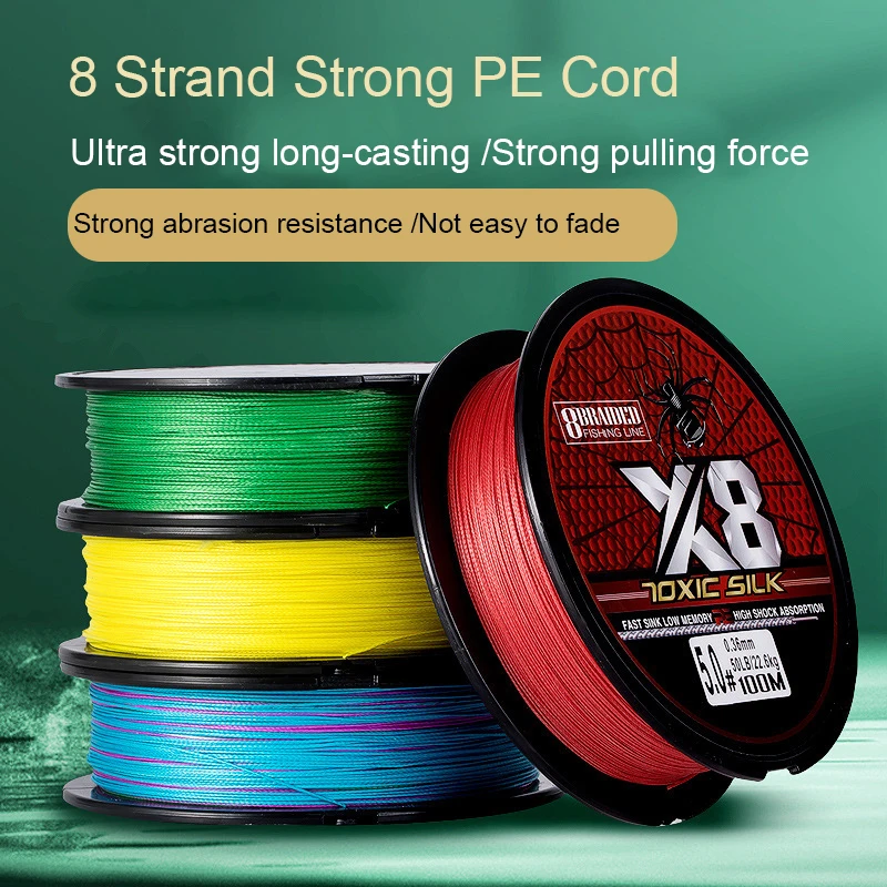 100-Meters-X8-Braided-Fishing-Line-8-Strand-Strong-PE-Cord-Pro-Grade ...