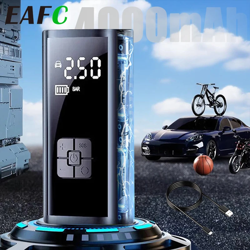 EAFC Portable Tire Inflator 4000mAh Electric Inflator For Car Bicycle ...