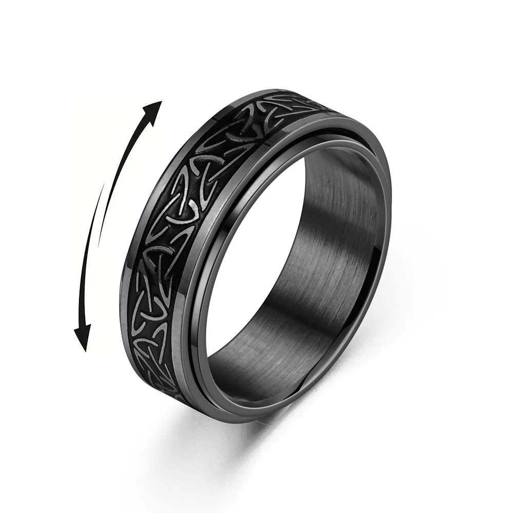 Viking-Keltische-Knoop-Rune-Ringen-Voor-Mannen-Roterend-Roestvrij-Staal ...