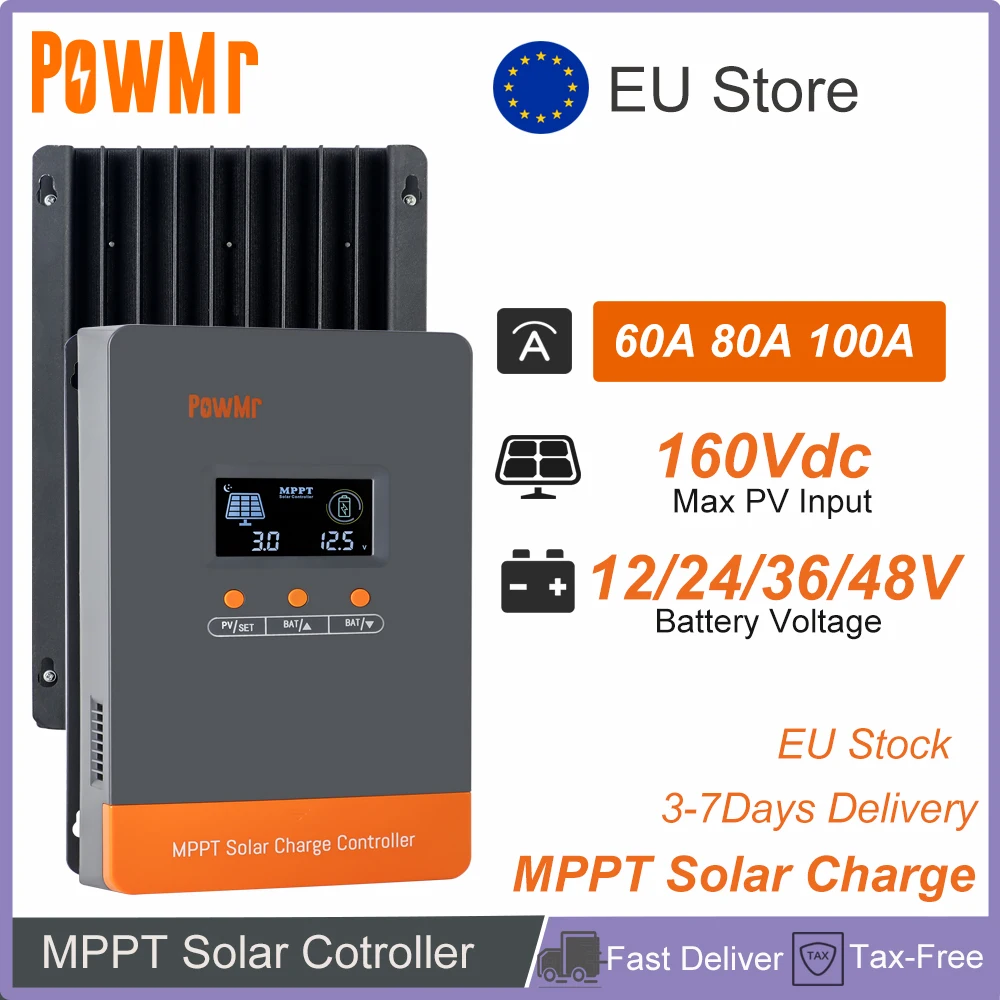 PowMr-controlador-de-cargador-Solar-MPPT-LCD-100A-80a-60A-12V-24V-36V ...