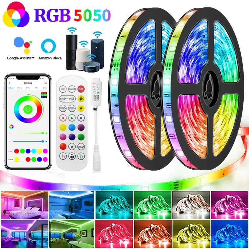 LED Strip Lights WIFI 5050 RGB Led Light DC12V Bluetooth APP Control ...
