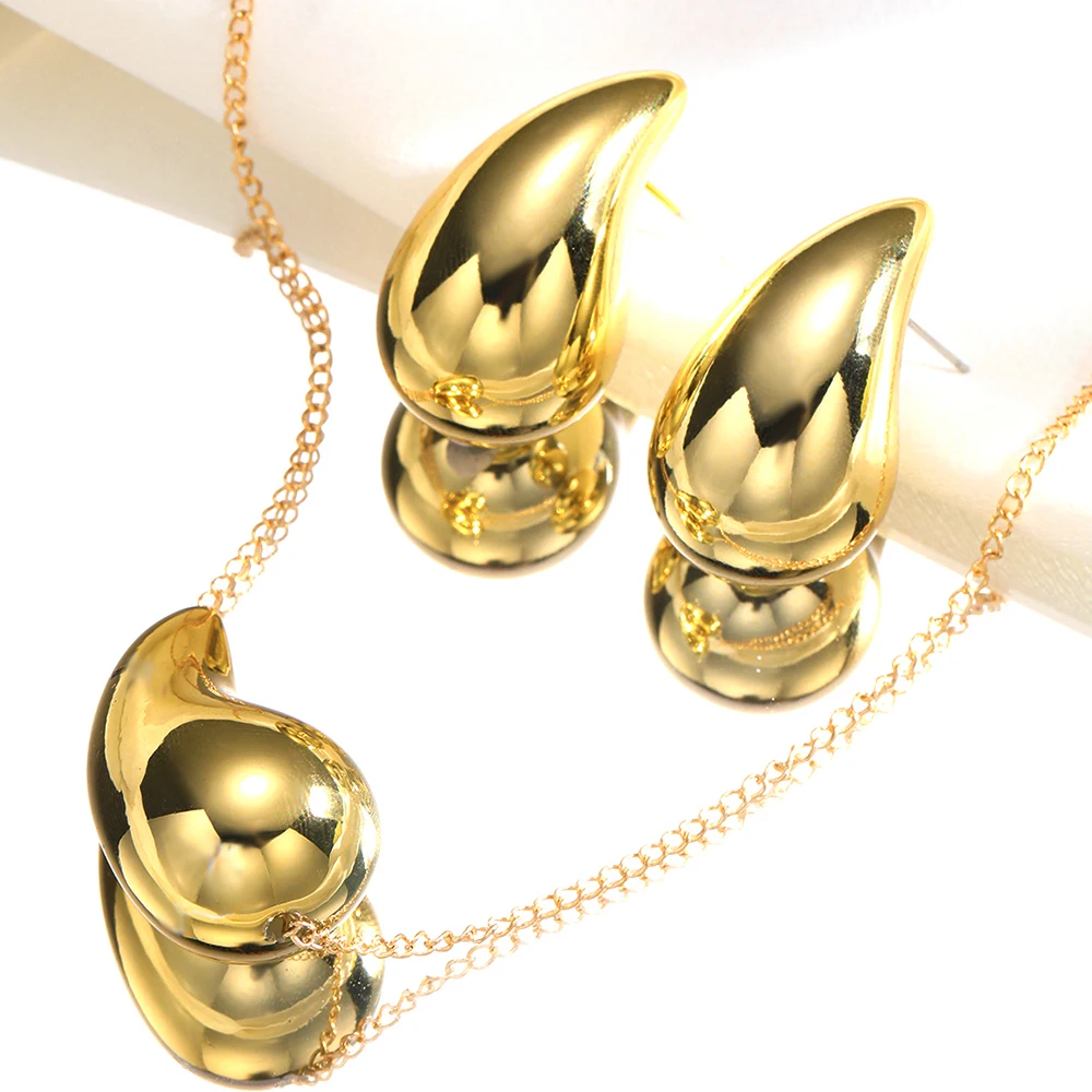 Hyperbole-Big-Light-Glossy-Gold-Plated-Metal-Plastic-Teardrop-Waterdrop ...