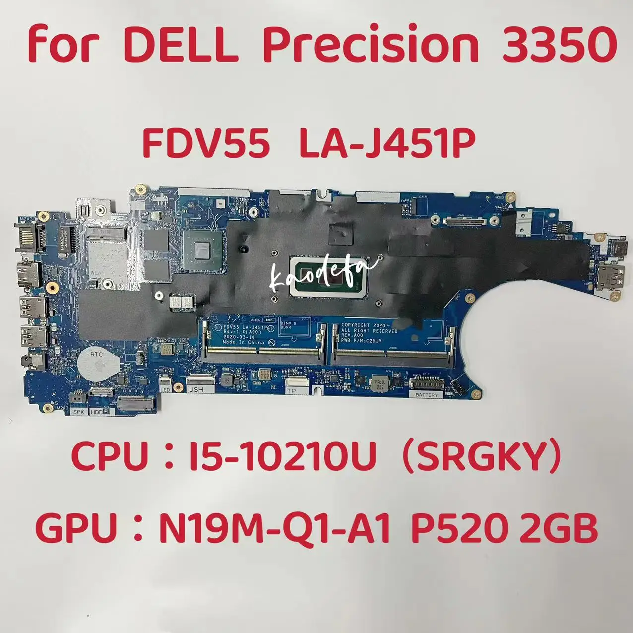 FDV55-LA-J451P-For-Dell-Precision-3550-Laptop-Motherboard-15-6-Intel-I5 ...