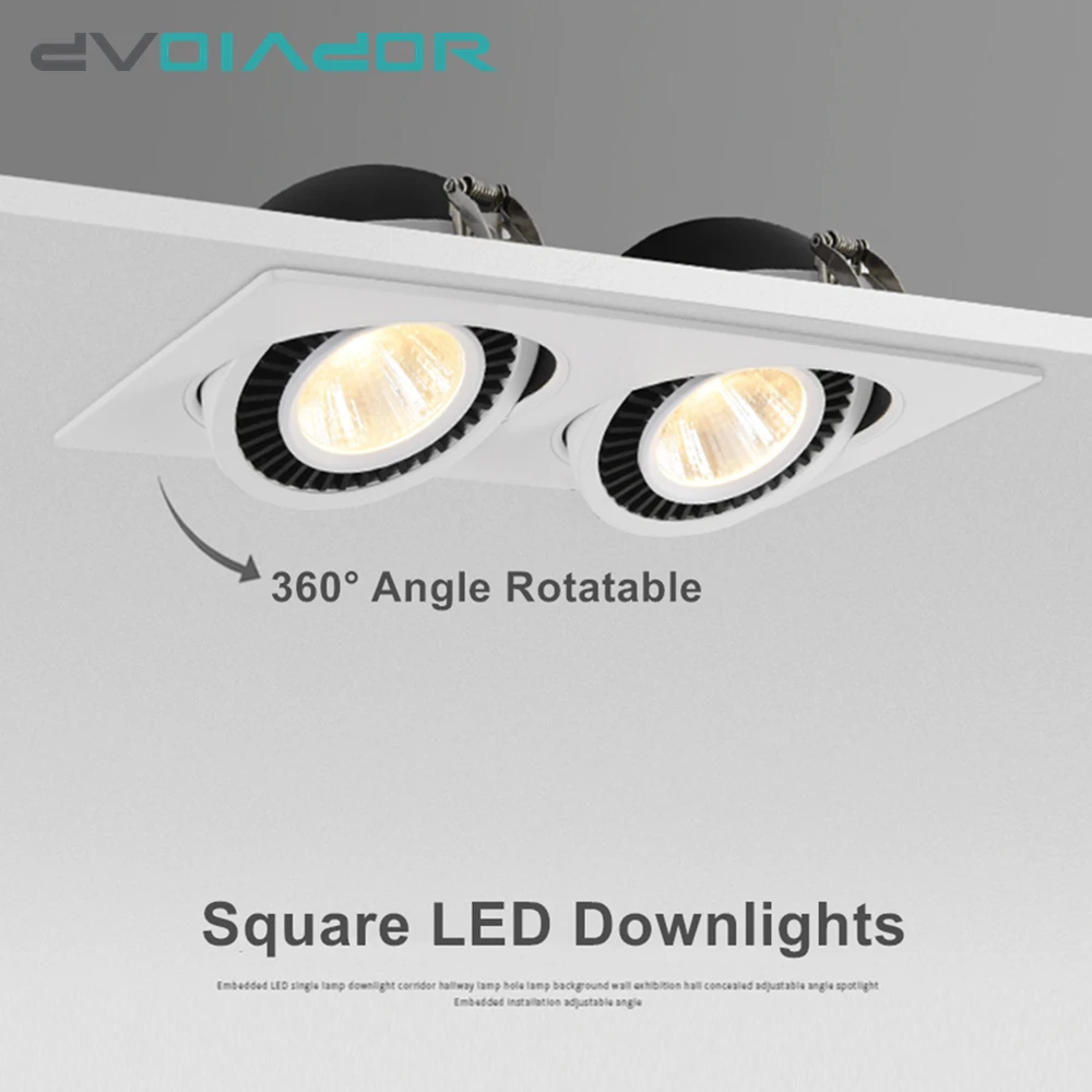 Double Head Led Downlight Dimmable 10w 20w Square Recessed Led Lamp ...