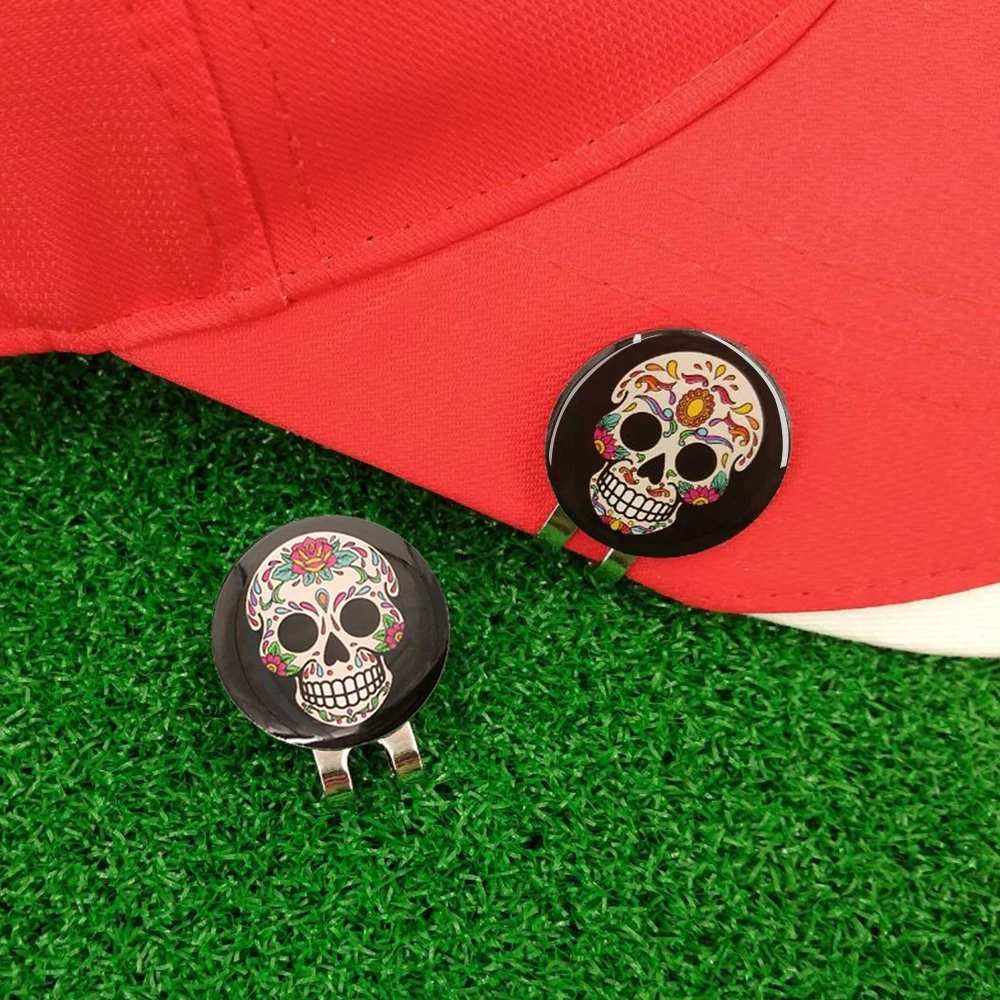 New Black Skull Golf Ball Marker Hat Clip Magnet Alloy Golf Mark ...