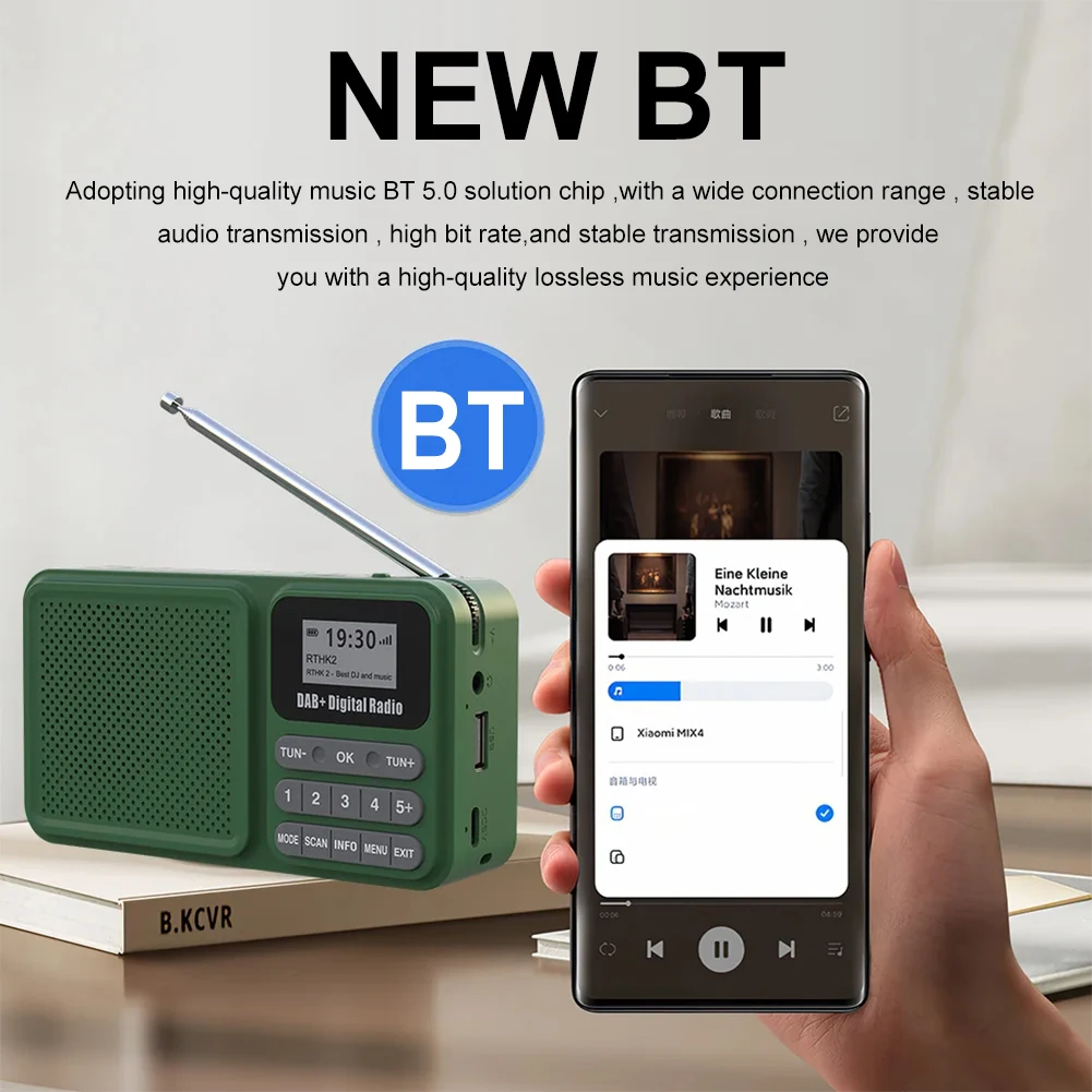 Portable Digital Radio Bluetooth-Compatible Solar Powered/Rechargable ...