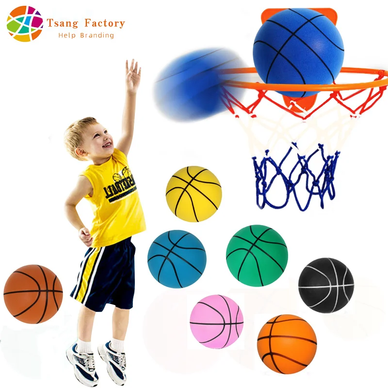 Diameter 24 cm Bouncing Silent Basketball Colorful Indoor Mute Ball No ...