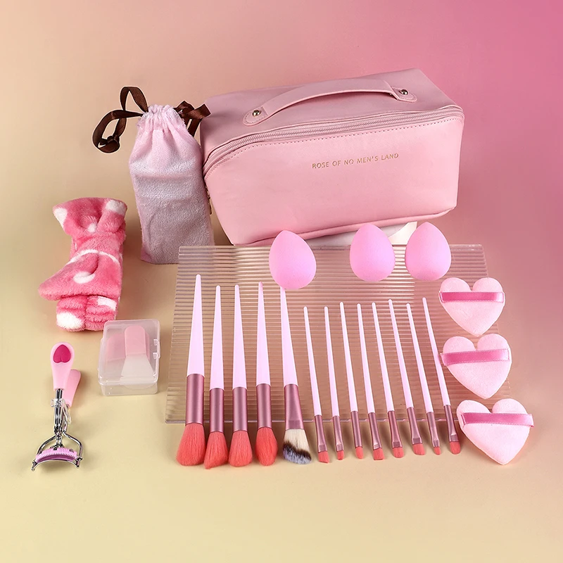 27-piece-makeup-tool-set-cosmetic-bag-makeup-brush-set-powder-puff ...