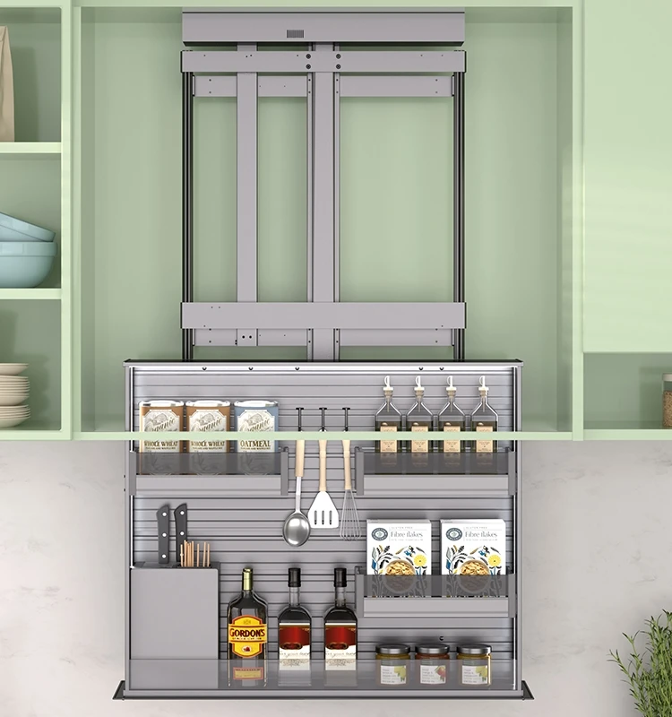 Kitchen-hanging-cabinet-vertical-lifting-basket-touch-control-pull-down ...
