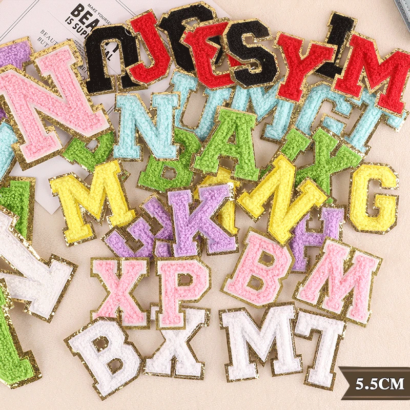 5.5cm A Z Color English Letters Patches For Clothing Bag Glitter Letter ...