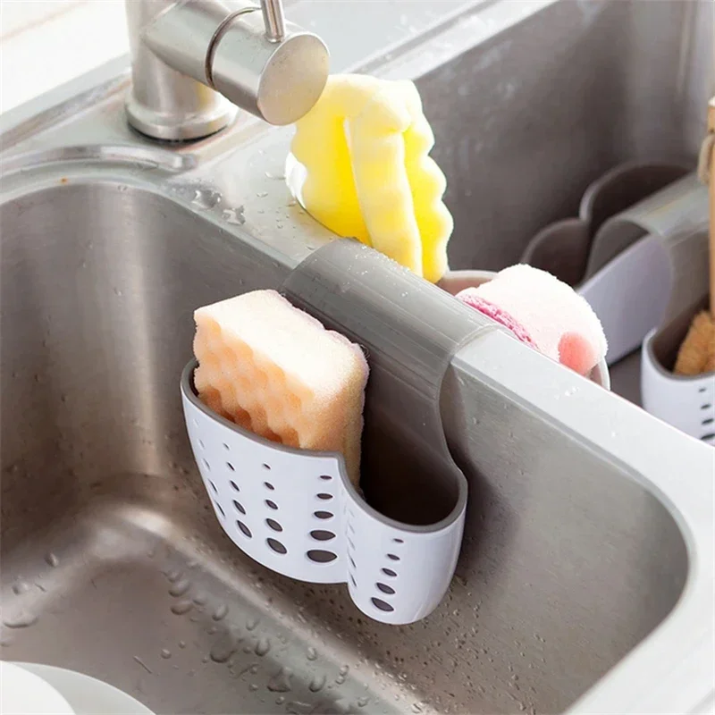 2 Sided Kitchen Sponge Drain Rack Sink Scouring Pad Hanging Storage ...