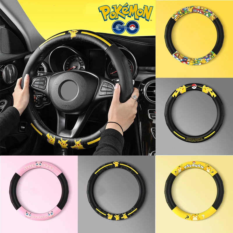 Car Steering Wheel Pokemon Cover | Leather Car Interior Accessories ...