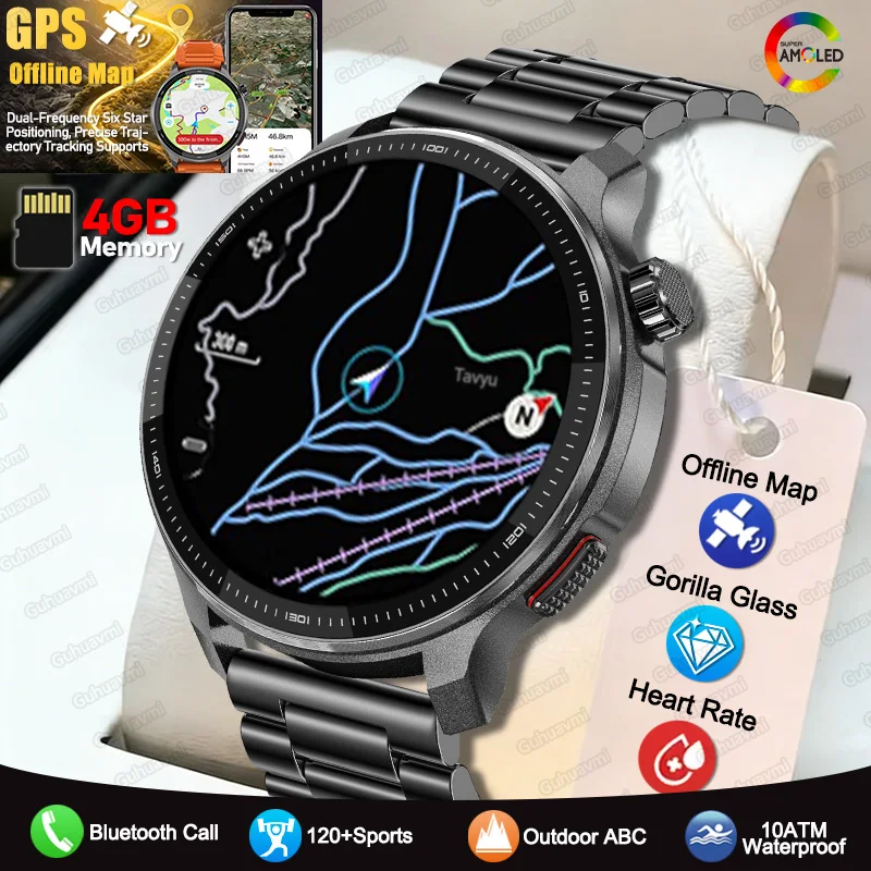 New Outdoors Military Offline Map GPS SmartWatch 10ATM Waterproof Watch ...