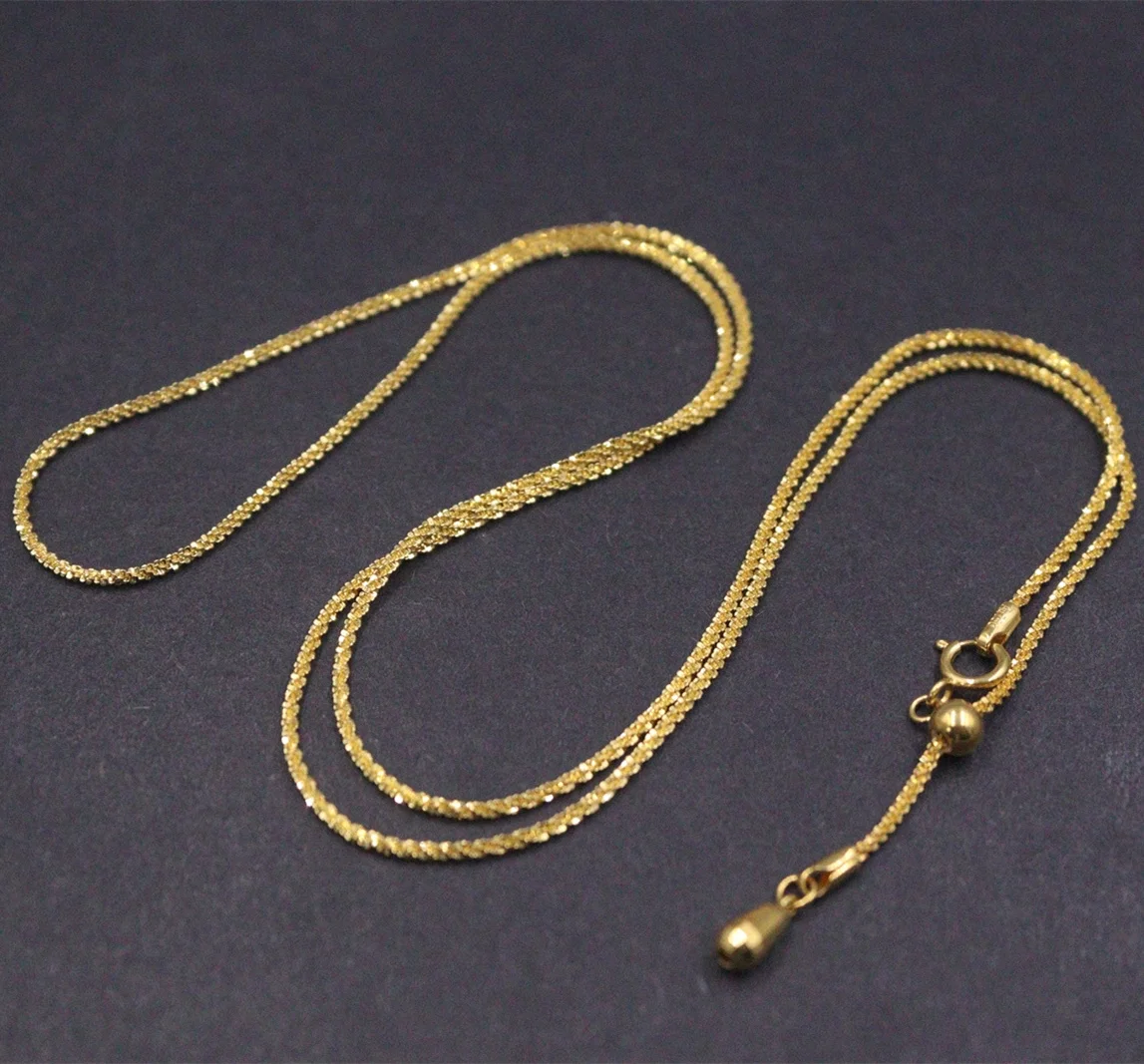 Pure-Solid-18K-Yellow-Gold-Chain-Adjust-Full-Star-Link-Necklace-2-3-2 ...