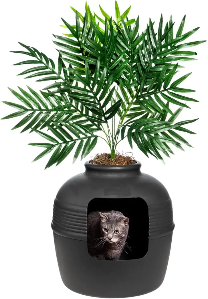 Decorative Cat Litter Box Planter with Carbon Filter, Artificial Plant ...