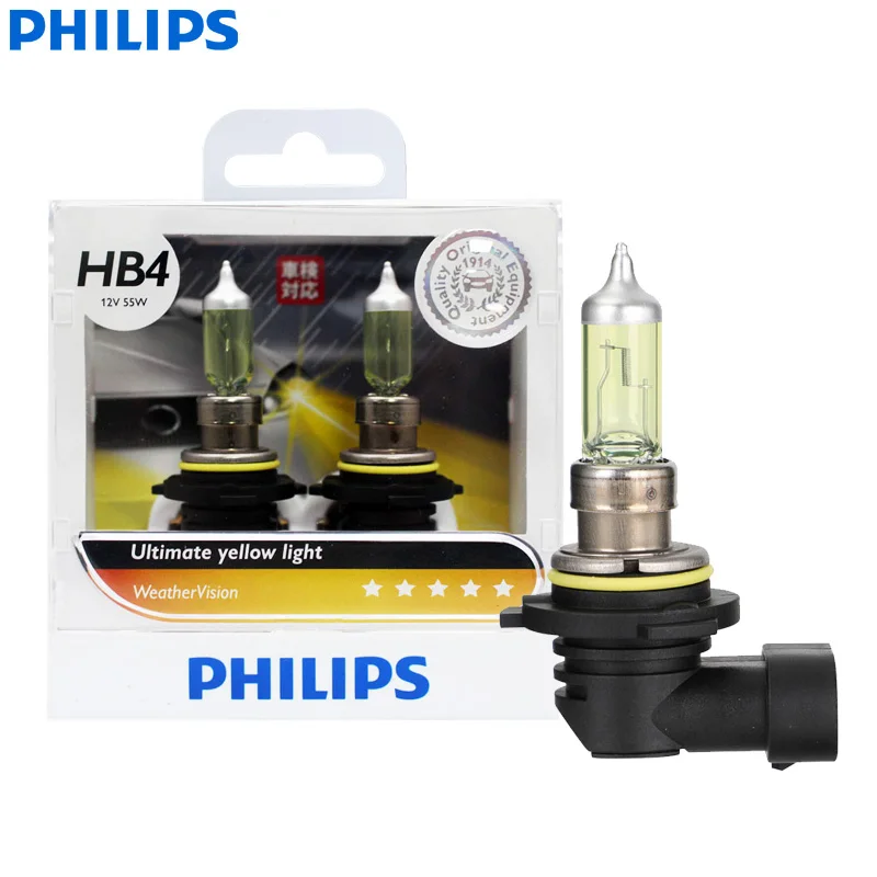 Philips WeatherVision HB4 9006 2900K Yellow Light Car Headlight Genuine ...