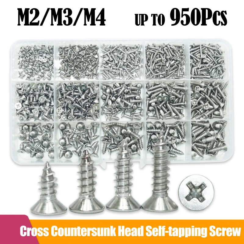 up to 950p M2 M3 M4 Countersunk Head Tapping Screw A2 304 Stainless ...