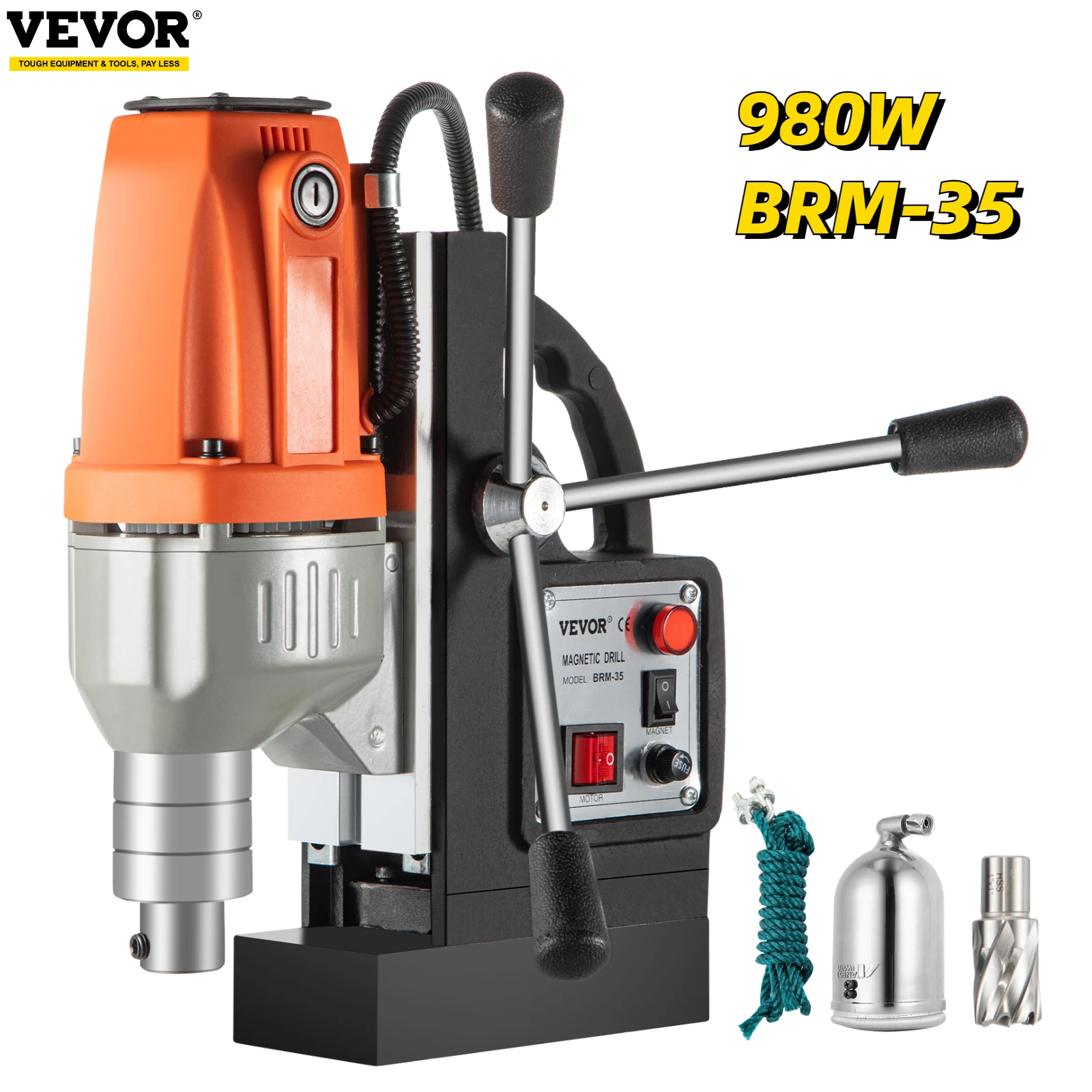 Vevor Brm35 50mm Magnetic Drill Press 980w Rocker Lever Electric Bench ...