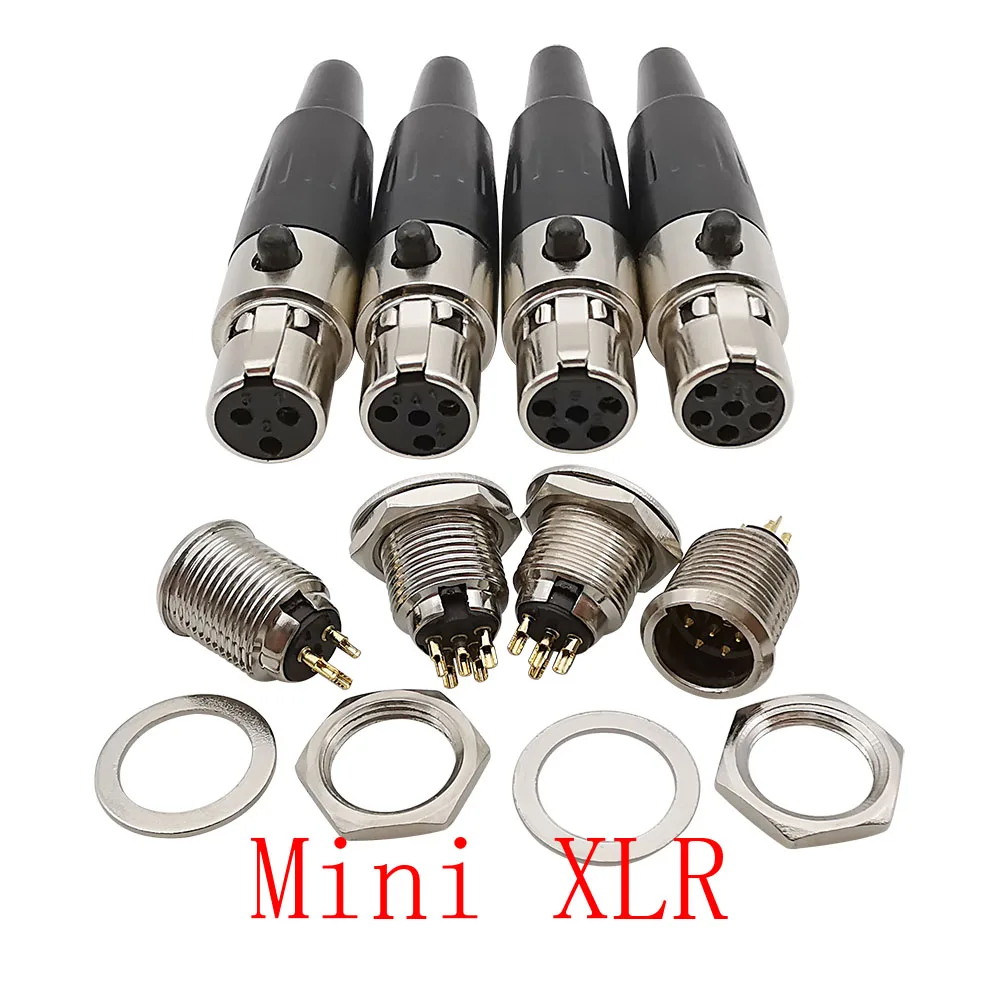 Mini XLR fêmea Jack e macho Plug Chassis, Tomada de montagem do painel ...