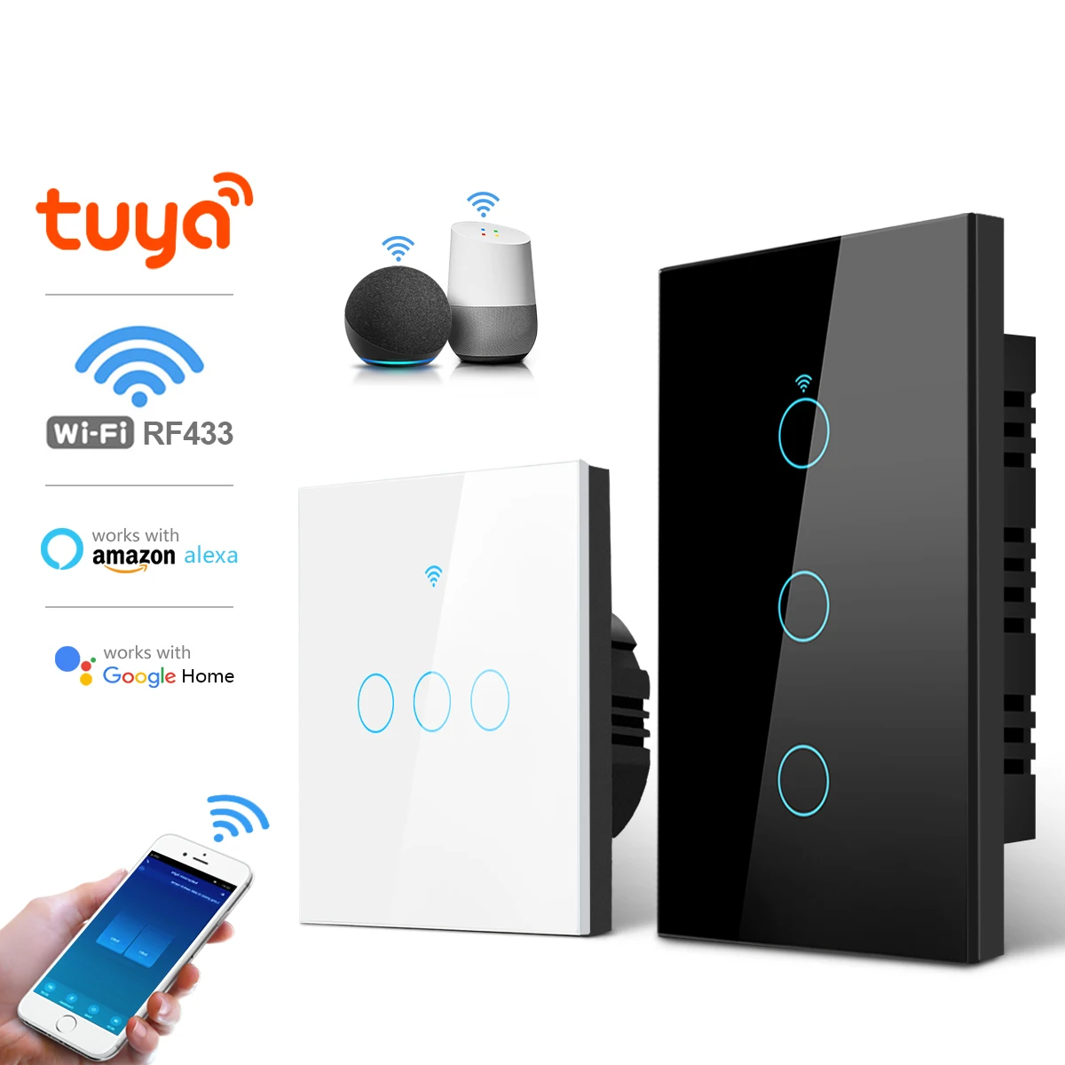 Tuya Smart Life Light Switch Wifi Touch Sensor Smart Switch App Remote ...