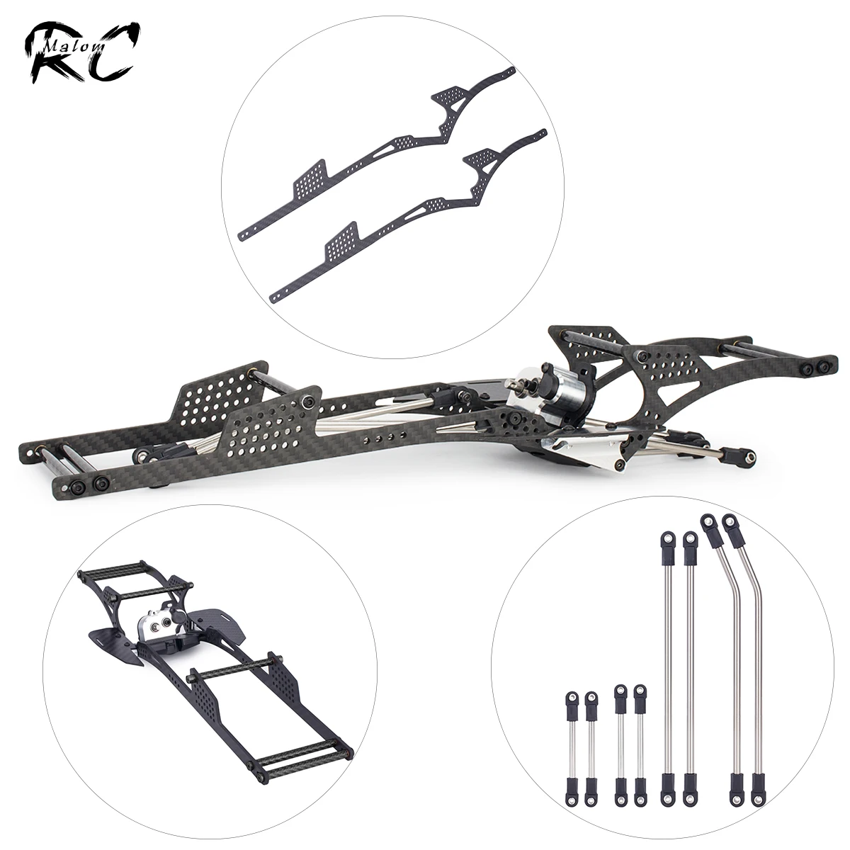 LCG Chassis Kit Carbon Fiber for 1/10 RC Crawler Car Axial SCX10 Capra ...