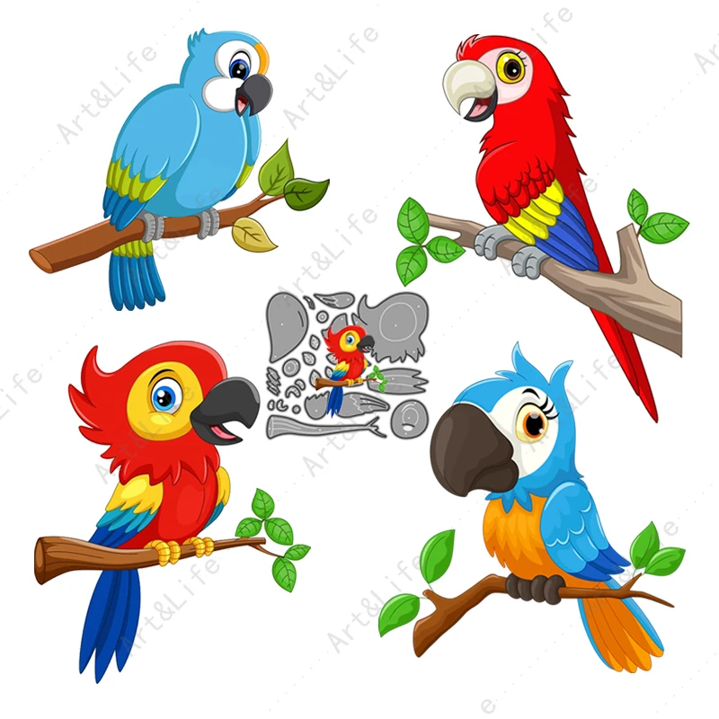 New Metal Cutting Dies Cute Parrot Scarlet Macaw For Scrapbooking ...