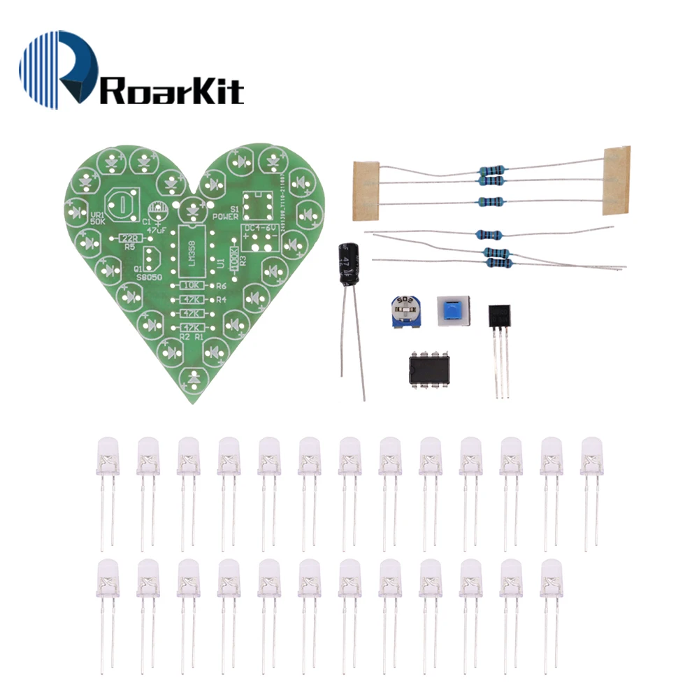 Diy Kit Heart Shape Breathing Lamp Kit Dc 4v-6v Breathing Led Suite Red ...