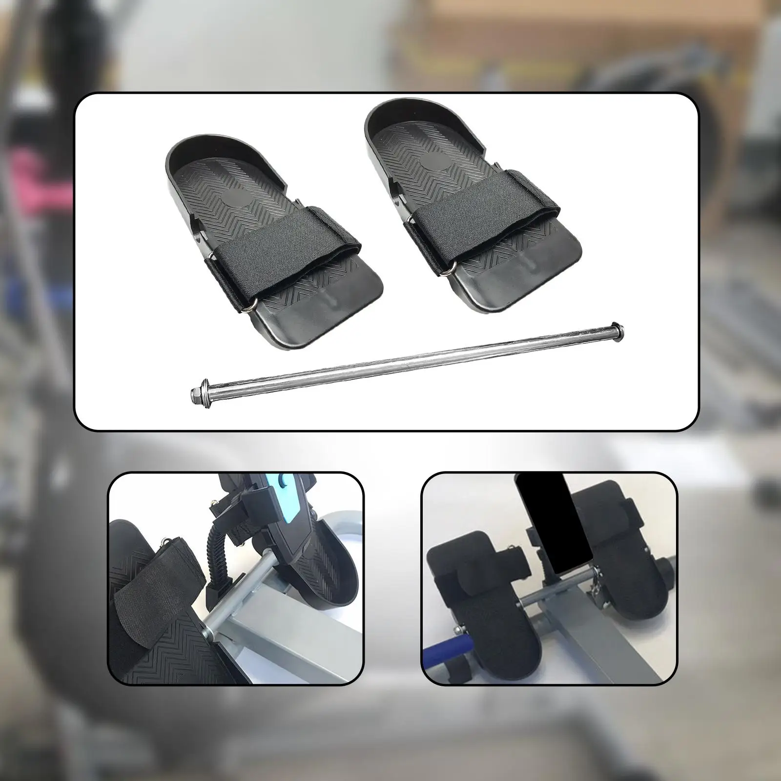 1 Pair Rowing Machine Foot Pedals, Non Slip with Adjustable Strap, with ...