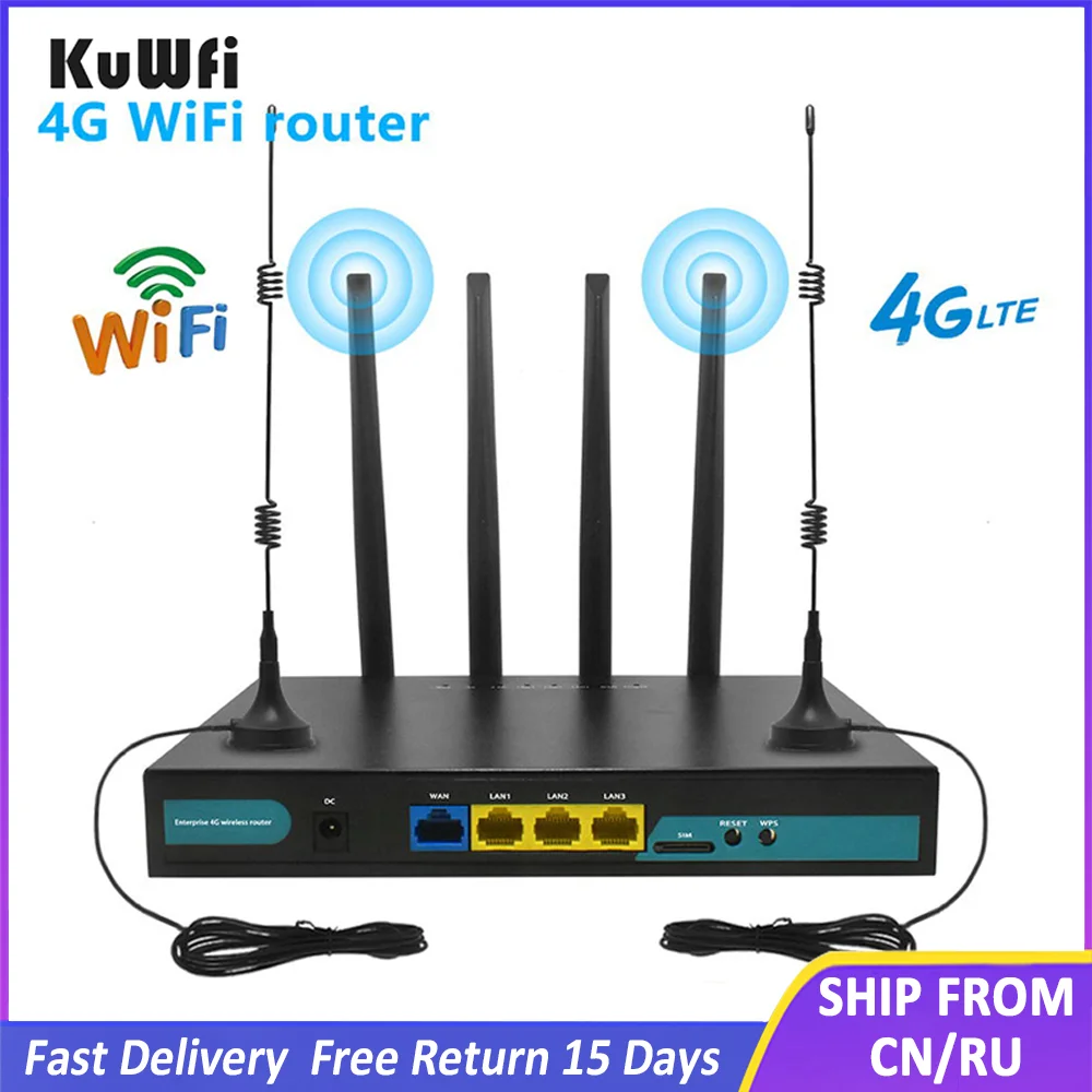 KuWFi 4G LTE Wifi Router 3G/4G SIM Card Router CAT4 150Mbps Industrial ...