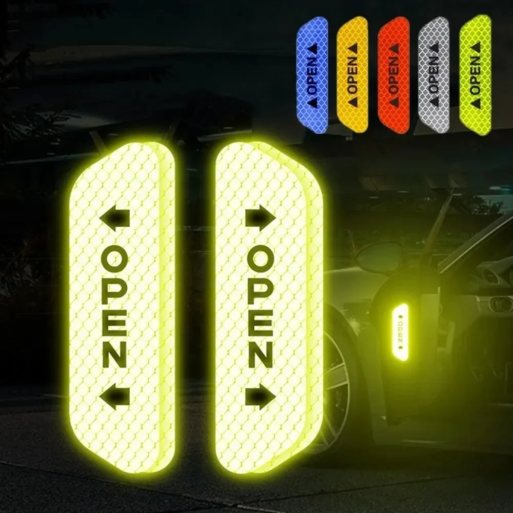 4PCS Car Universal Door Open Reflective Strips Warning Stickers Safety ...