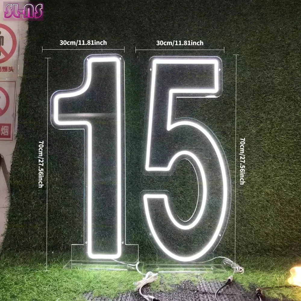 70cm 28inch Big Neon Sign Number 1 2 3 4 5 6 7 8 9 0 Custom LED Numbers ...