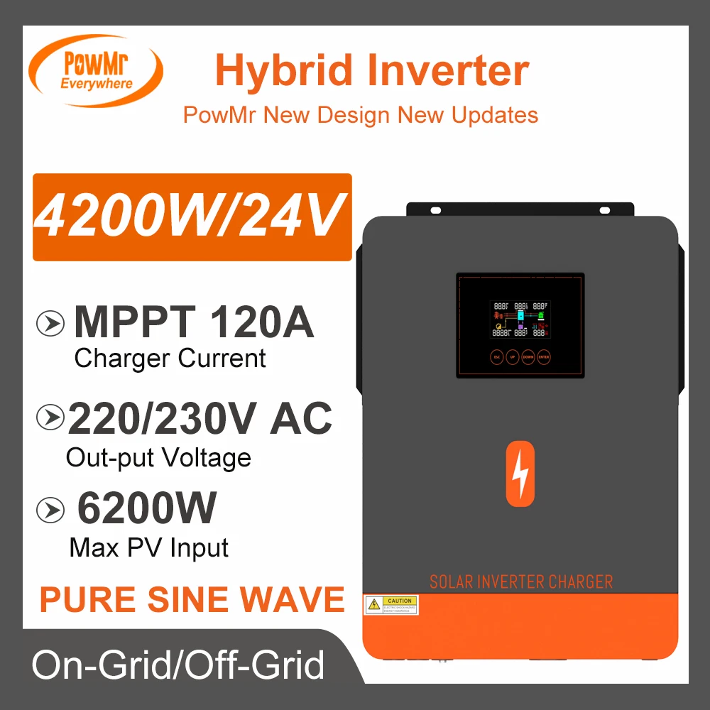 MPPT On-Grid/Off-Grid Hybrid Inverter 4200W 24V DC with 120A Solar ...