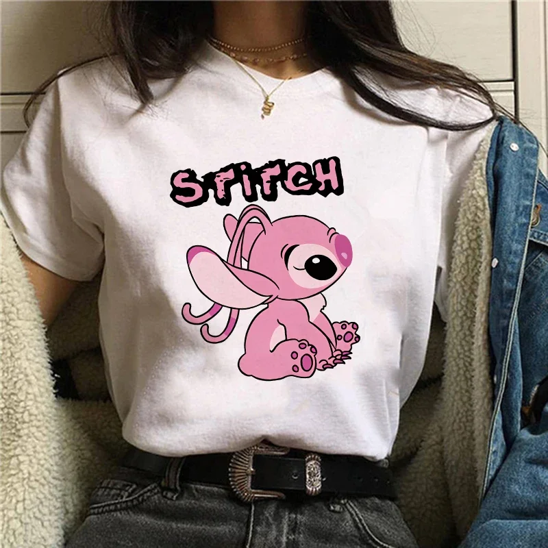 Camiseta gótica de Stitch de Disney para mujer, remera estampada de ...