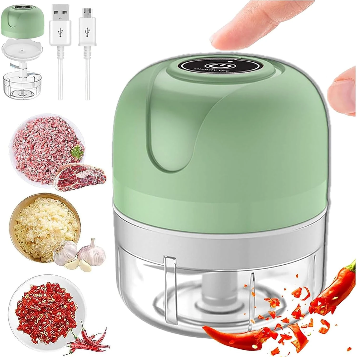 Electric-Garlic-Masher-Mini-Portable-Wireless-Food-Chopper-Onion ...